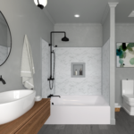 White Carrara Poly Tub and Shower Surround Kit | Bella CORE
